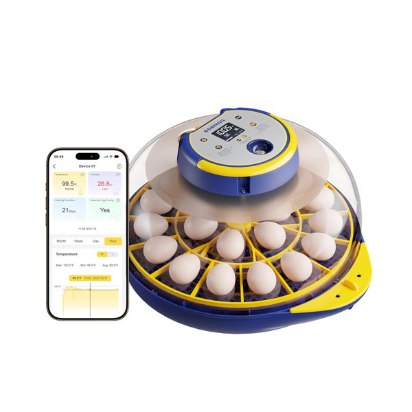 Tucker Murphy Pet™ 21 Egg Incubator, App Record Temperature and Humidity Data During Incubation ...